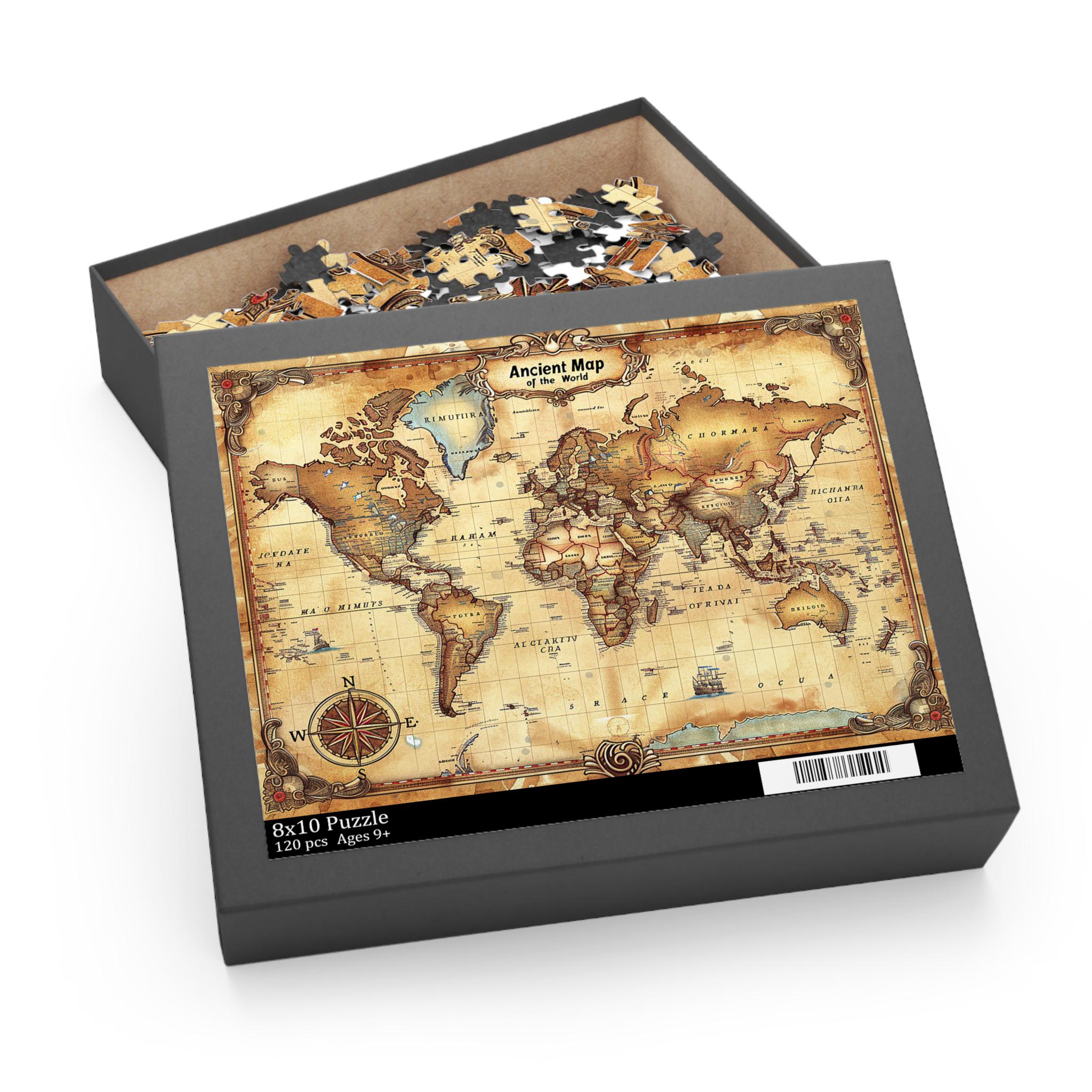 Ancient World Map Jigsaw Puzzle (120/252/500 Pieces) A Vintage-style ...