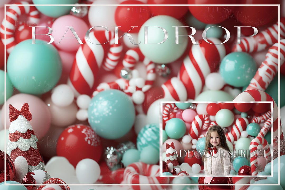Christmas Studio Digital Backdrop, Vibrant Holiday Backdrop, Holiday ...