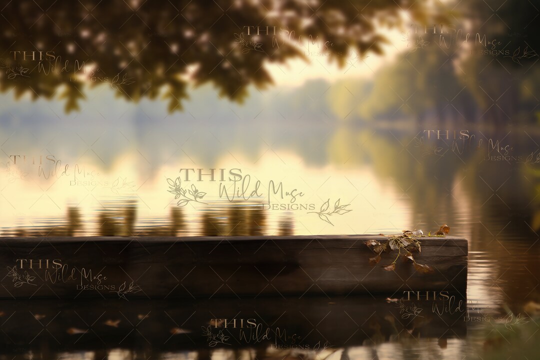 Fall Lake Dock Digital Backdrop, Early Fall, Late Summer, Lake, Pond ...