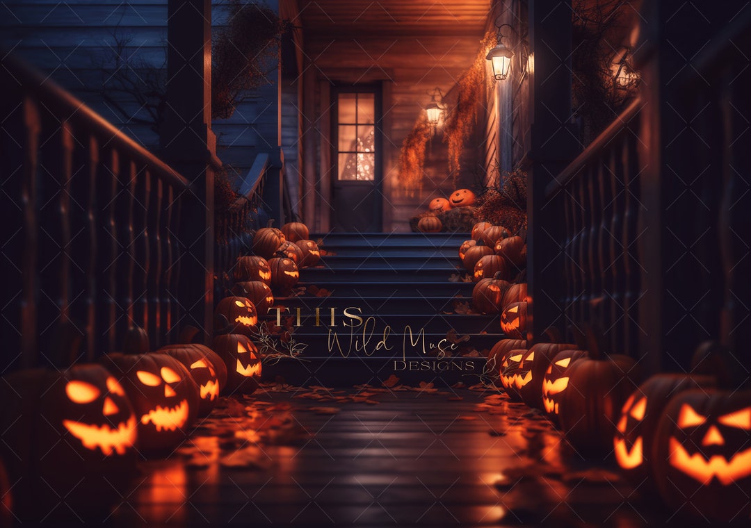 4 Halloween Steps Digital Background Pumpkins Jack O' - Etsy Australia