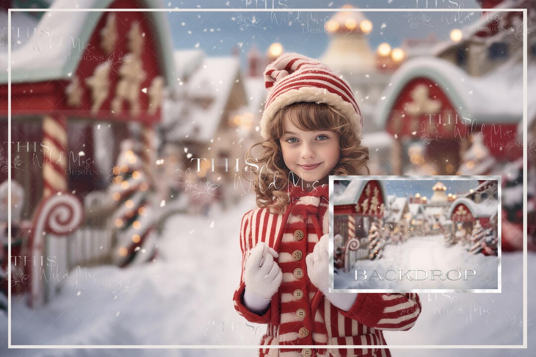 Santa's Village Digital Backdrop, Whimsical Elf Village, Christmas ...