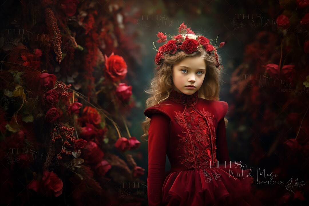 Red Rose Garden Digital Backdrop, Red, Artistic Portraiture, Creative ...