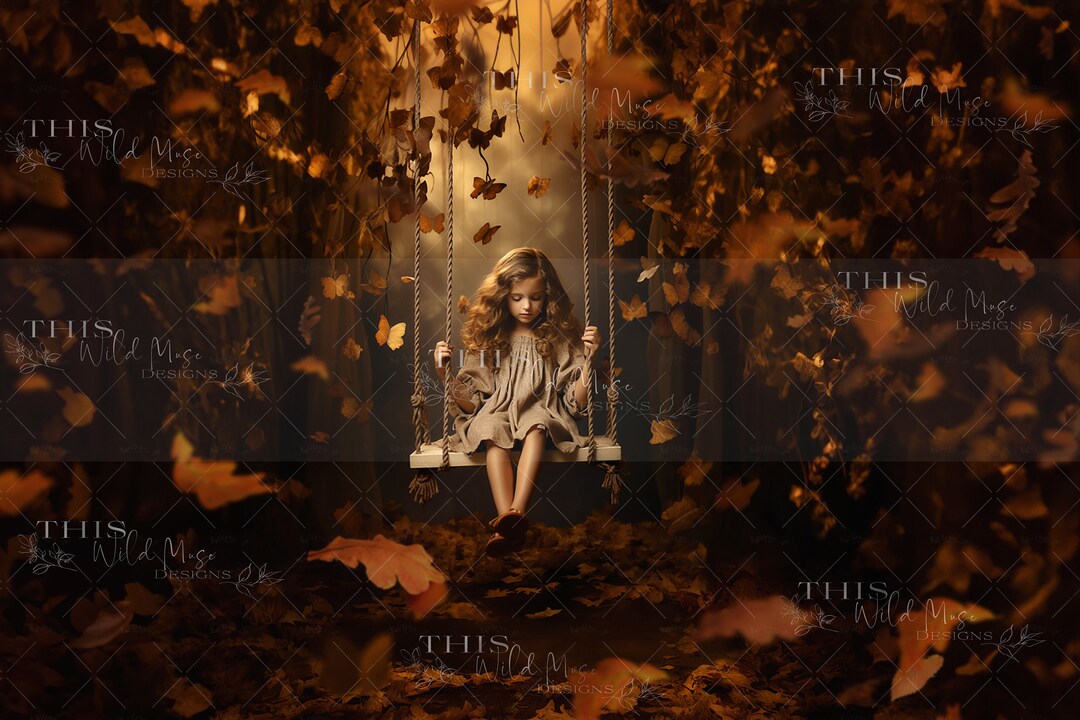 Fall Swing Digital Background, Fall Leaves, Swing, Leaves, Autumn Swing ...