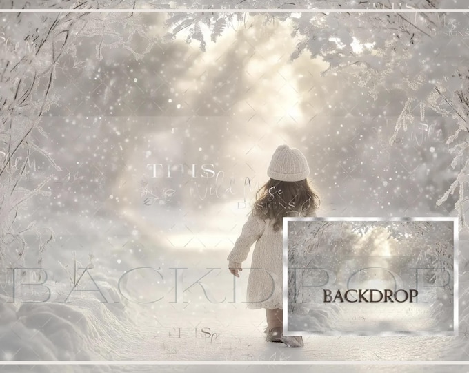 Snow Path Scene Digital Background, Winter, Snow, Snow Covered Trees ...