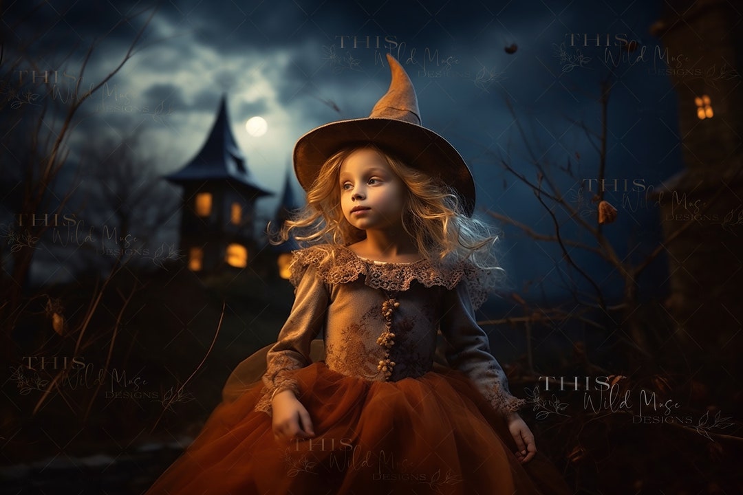 Halloween Digital Backdrop, Spooky Castle Background, Halloween ...