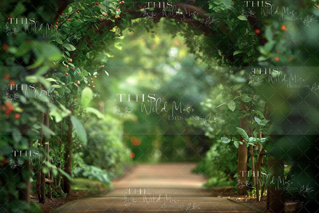 Beautiful Green Summer Park Arbor Digital Backdrop, Spring Background ...