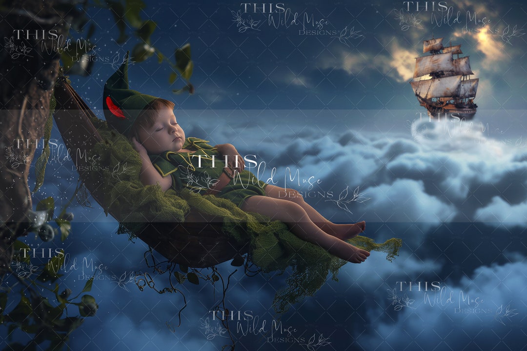 Neverland Dreams Digital Backdrop, Tree, Fairy Sparkle, Pirate Ship ...