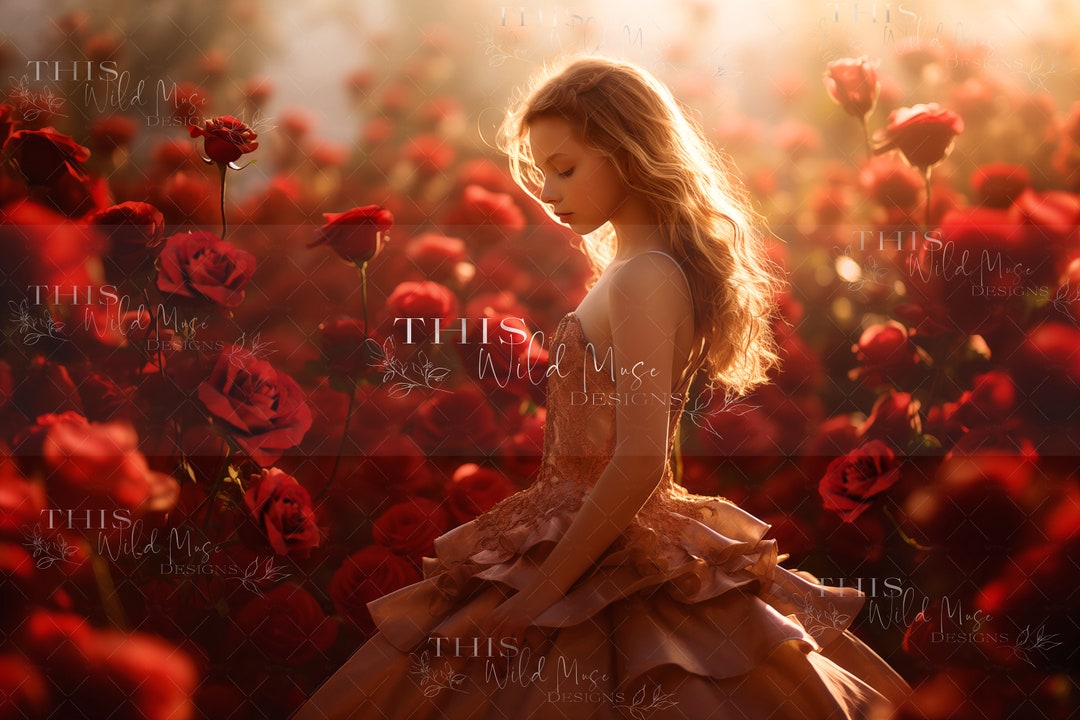 Red Rose Portrait Digital Background, Rose Garden, Red Roses, Rose ...