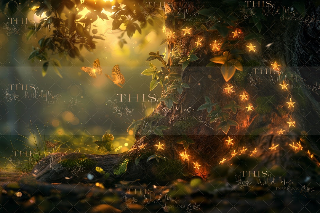 Fairy Tree Digital Backdrop, Fairies, Fairy Lights, Fantasy, Whimsical ...