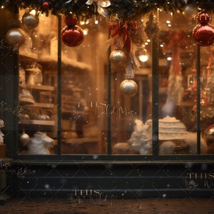 Christmas Storefront Digital Background, Holiday Store, Christmas ...