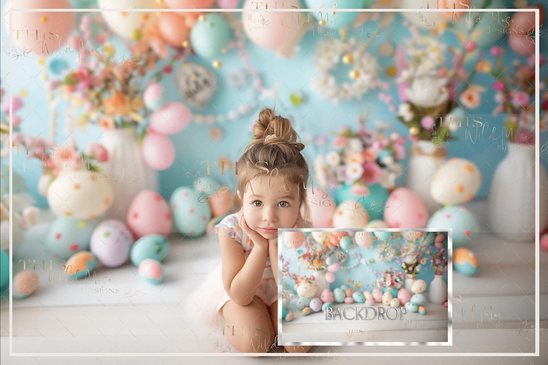 Easter Studio Digital Backdrop, Easter Portrait Digital Backdrop, Spring Digital Background ...
