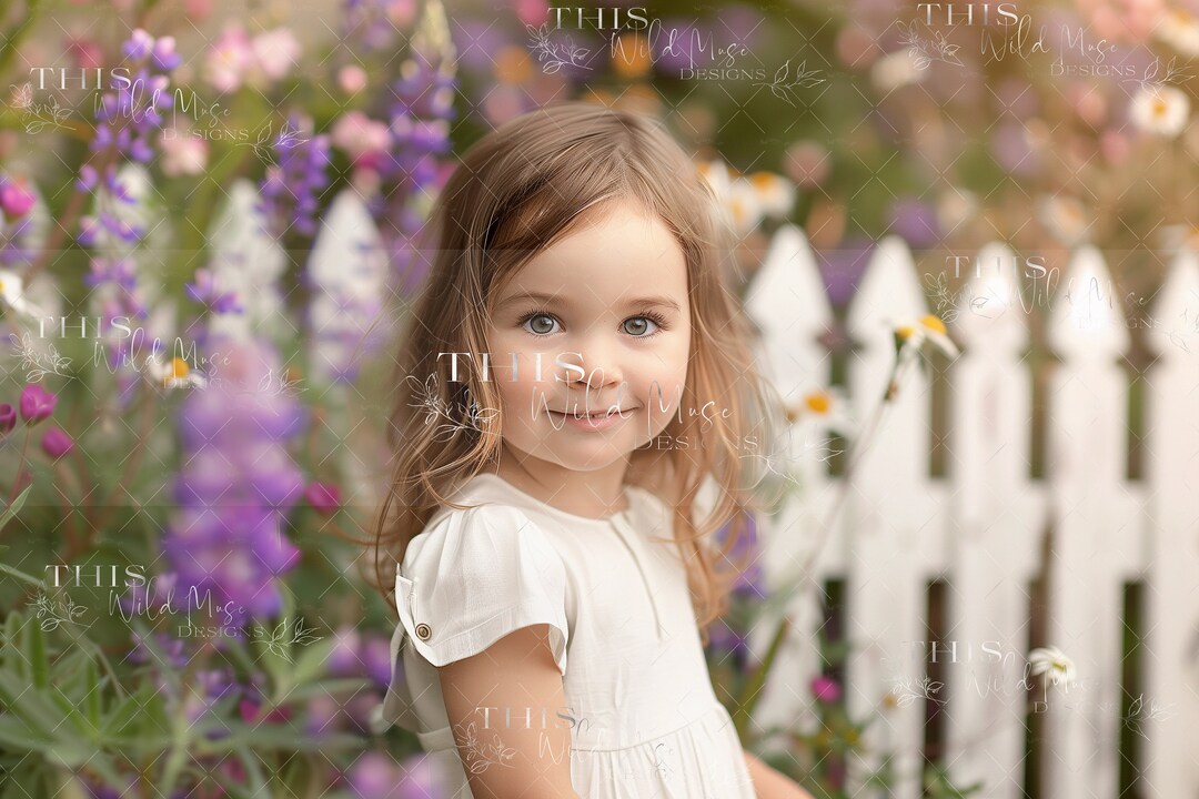 White Picket Fence Digital Backdrop, White Fence, Spring, Summer ...