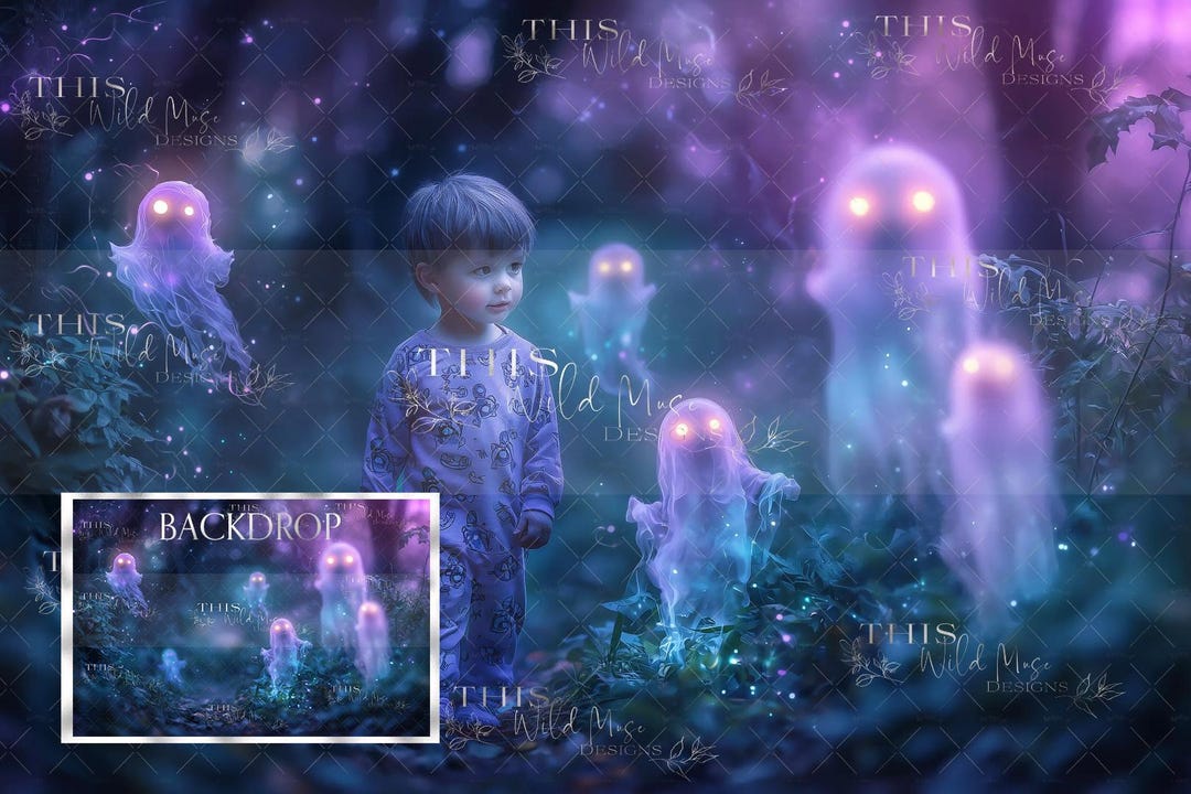 Ghost Forest Halloween Digital Backdrop, Halloween Composite, Ghost ...