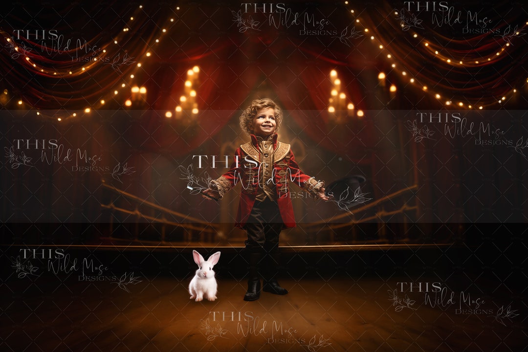 Theater Stage Digital Backdrop, Magic Show Digital Background, Magician ...