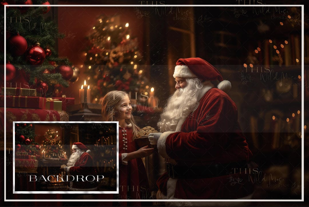 Santa Claus Digital Backdrop, Santa Cookies Digital Backdrop, Santa ...