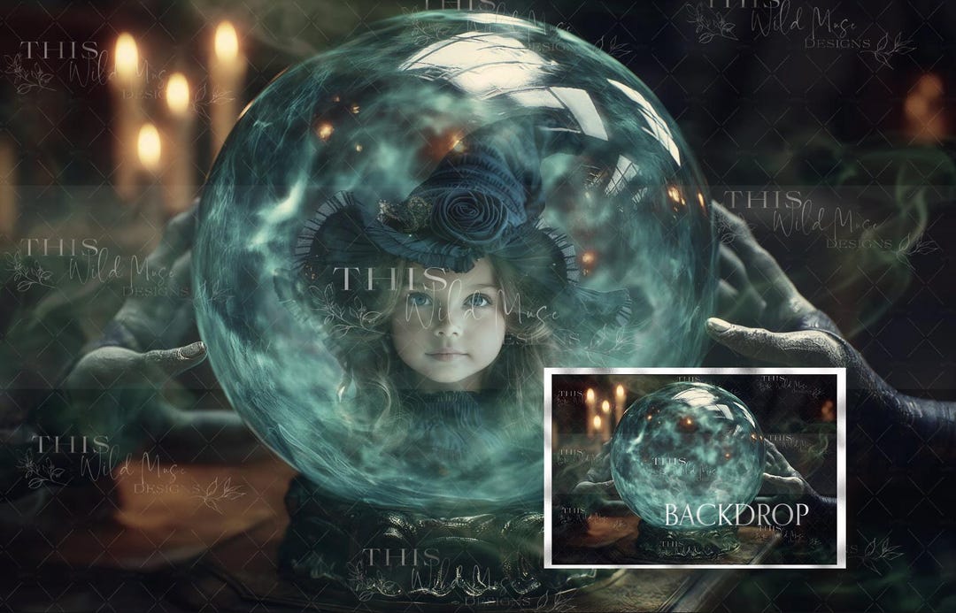 Witch Crystal Ball, Layered PSD File, Halloween Digital Backdrop ...