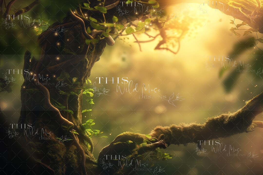 Fairy Tree Digital Backdrop, Tree Branch, Fairy Lights, Fantasy ...