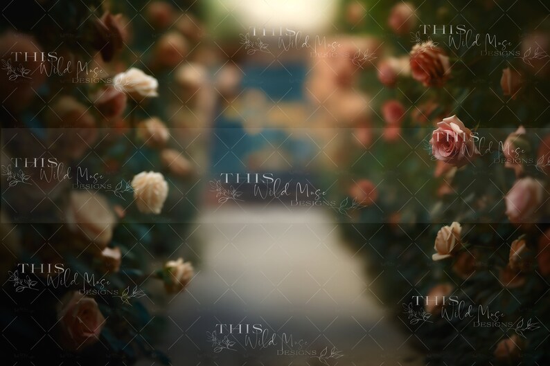 Rose Garden Digital Backdrop, Blush Roses, Roses, Garden Path Digital ...