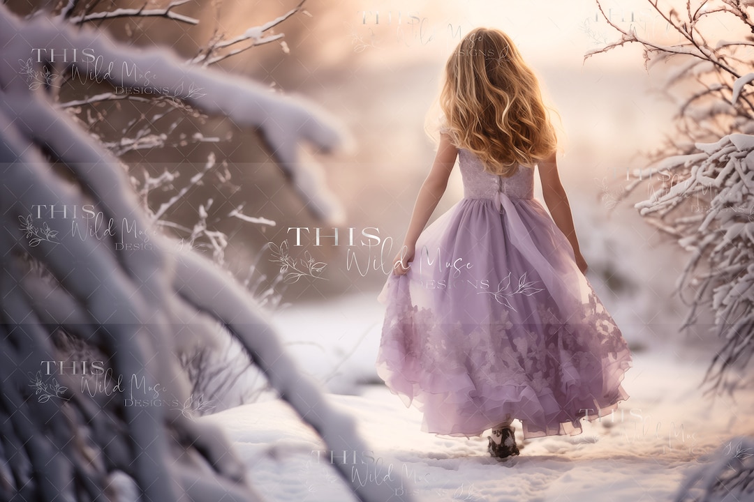 Snow Path Scene Digital Background, Winter, Snow, Snow Covered Trees ...