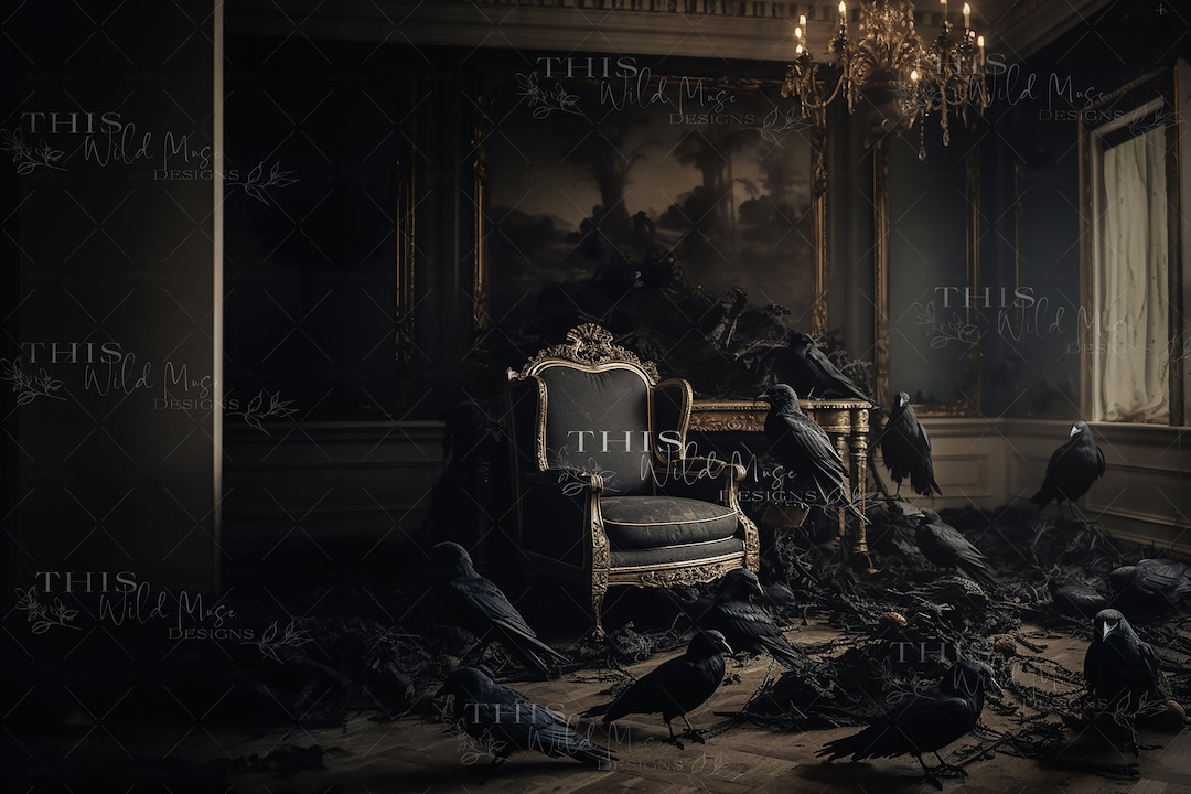 Raven Room Halloween Digital Backdrop, Halloween, Abandoned Mansion ...