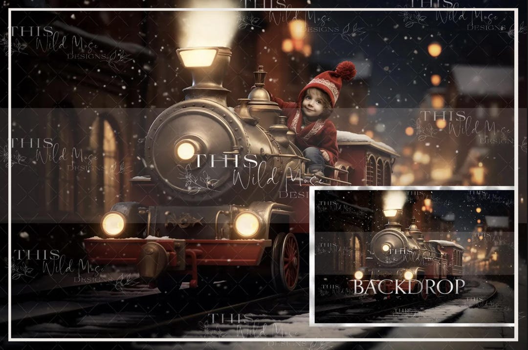 Christmas Train Ride Digital Backdrop, Elf Express, Holidays, the North ...