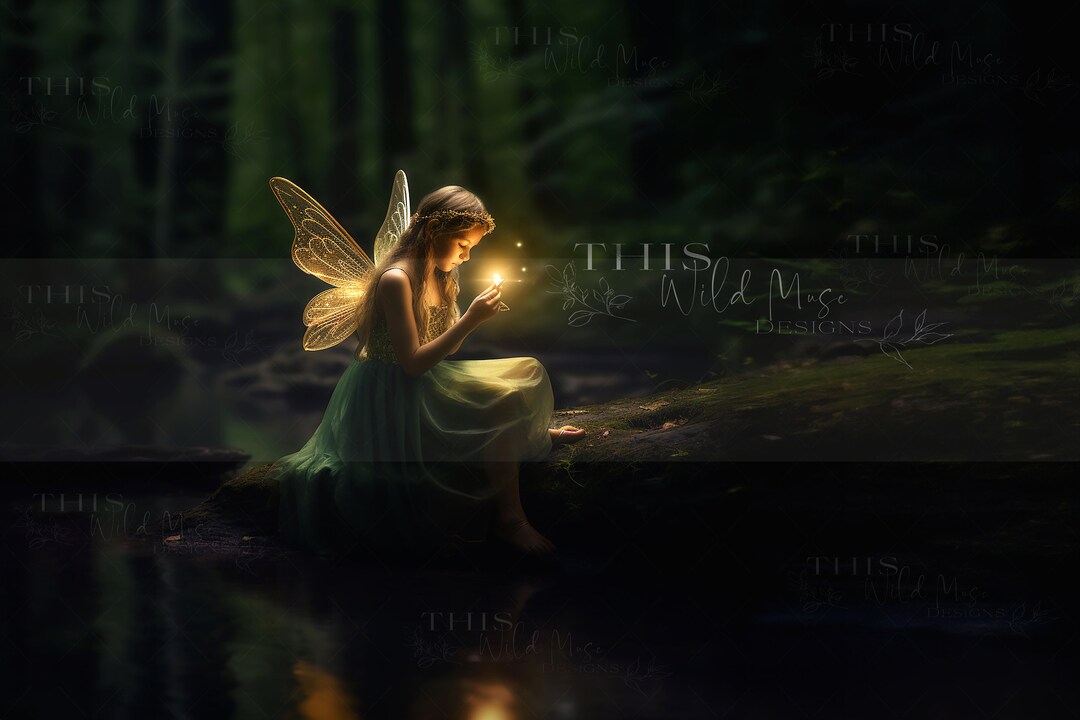Fairy Magic Forest Digital Background With Fairy Wings, Magical Forest ...