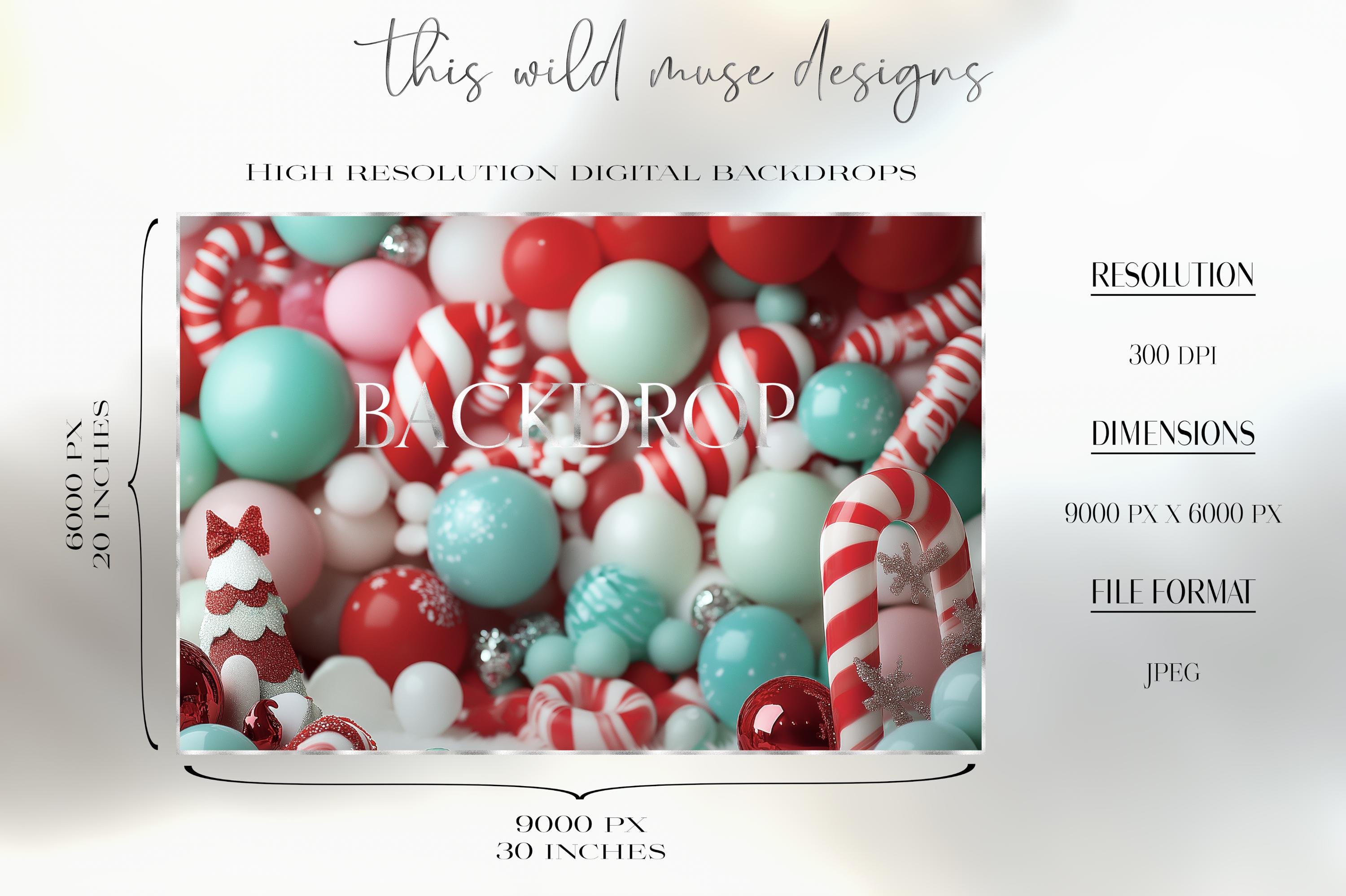 Christmas Studio Digital Backdrop, Vibrant Holiday Backdrop, Holiday ...
