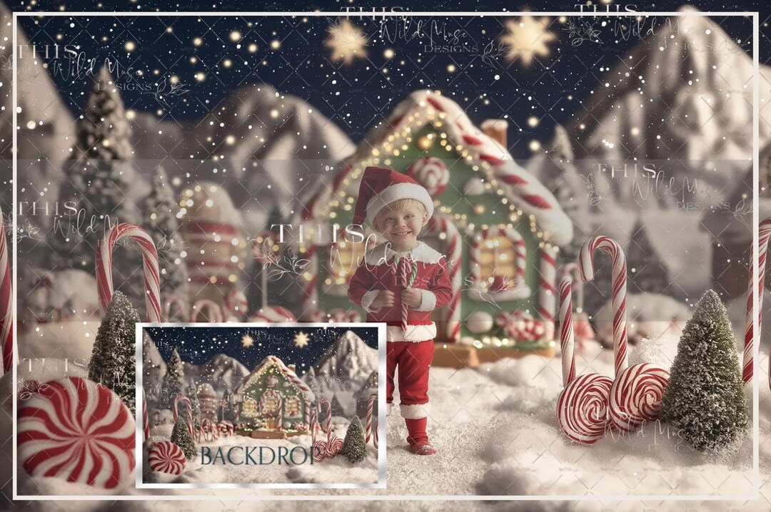 Santa's Village Digital Backdrop, Whimsical Elf Village, Christmas ...