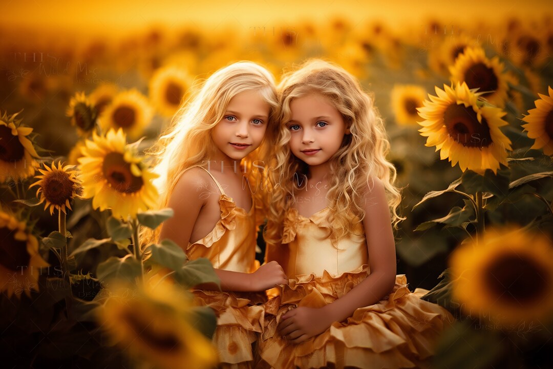 Sunflower Field Digital Backdrop, Portrait Digital Background, Summer ...