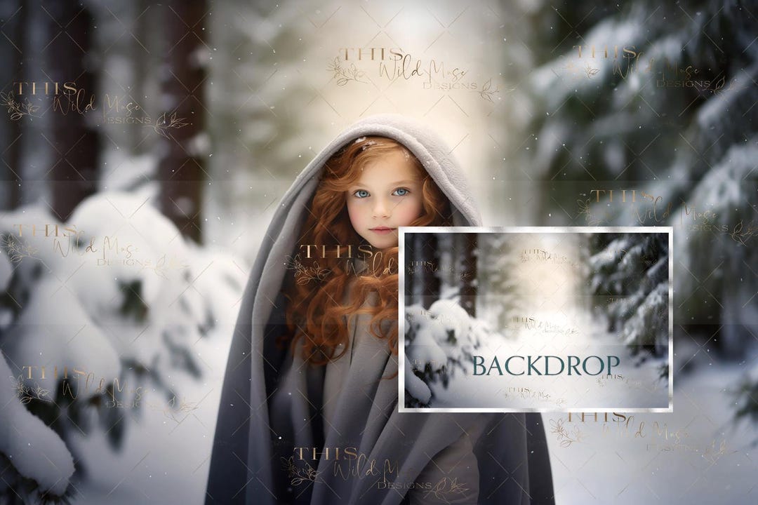 Snow Path Scene Digital Background, Winter, Snow, Snow Covered Trees ...