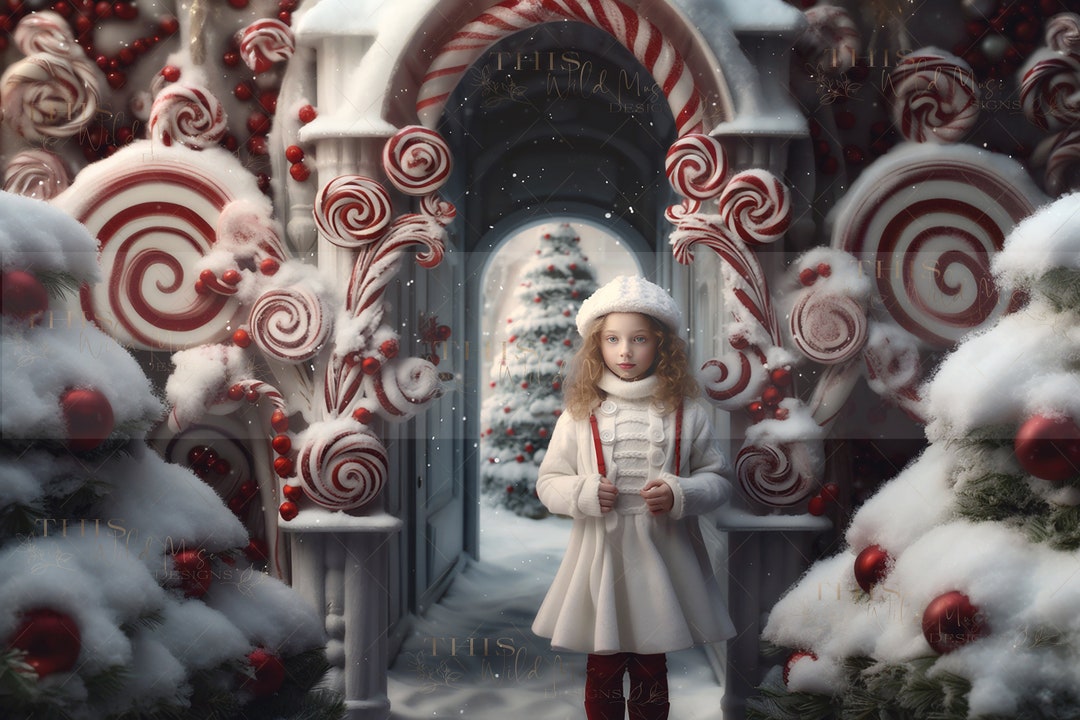 Peppermint Twist Digital Background, Christmas Digital Backdrop ...