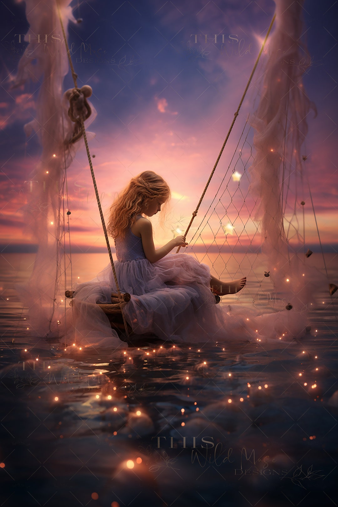 Catching Stars Fantasy Digital Backdrop, Magical Lights Digital ...