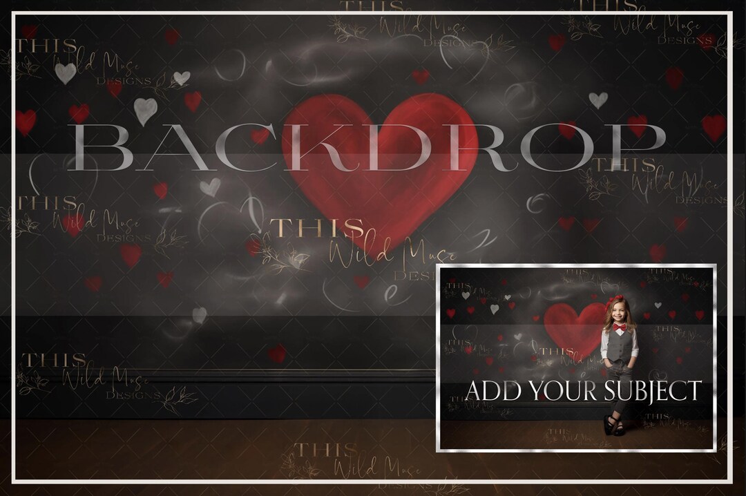 Valentines Digital Backdrop, Heart Studio Digital Background, Studio ...