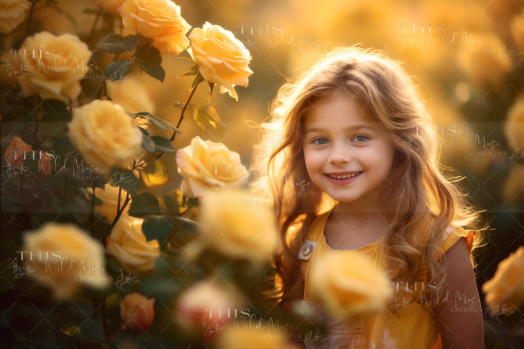 Rose Garden Digital Backdrop, Sunlit Garden, Summer, Flowers, Roses ...