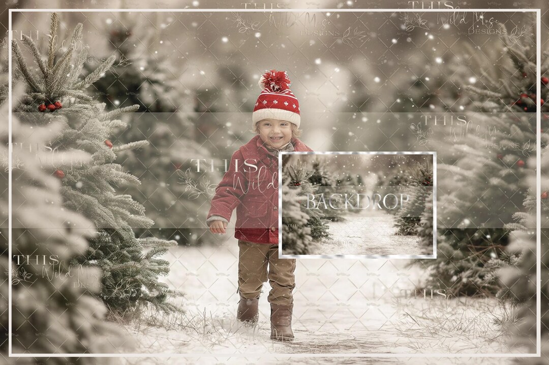 Christmas Tree Farm Digital Background, Christmas Digital Backdrop ...