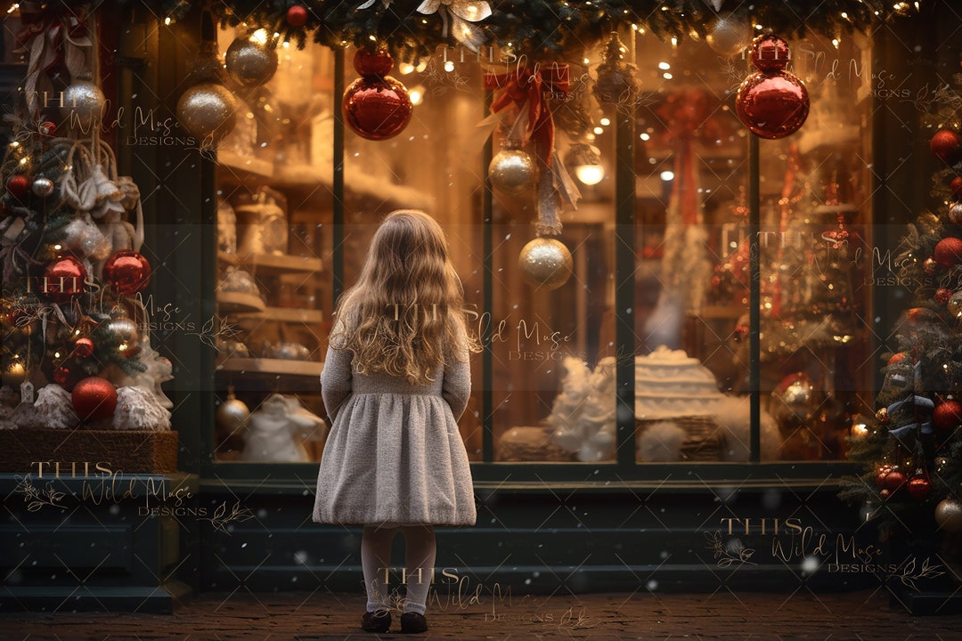 Christmas Storefront Digital Background, Holiday Store, Christmas ...
