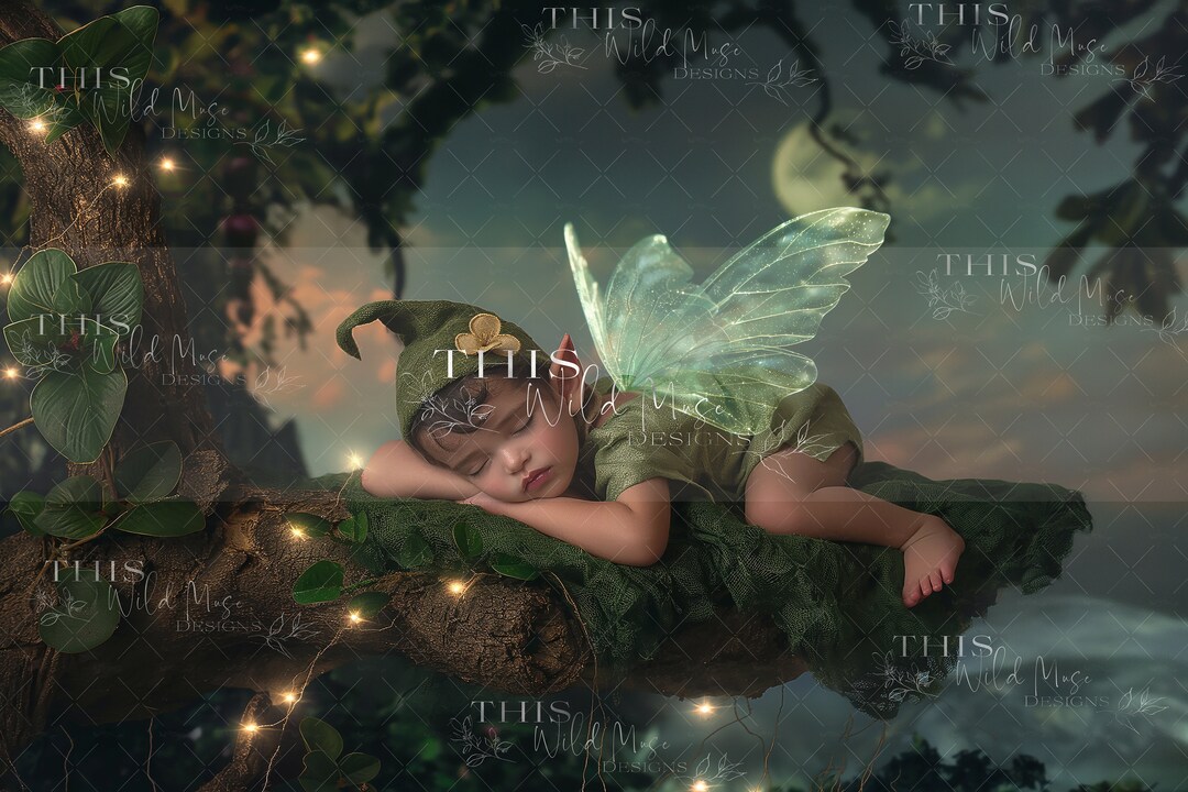 Neverland Dreams Digital Backdrop, Tree, Fairy Sparkle, Fairy Wings ...