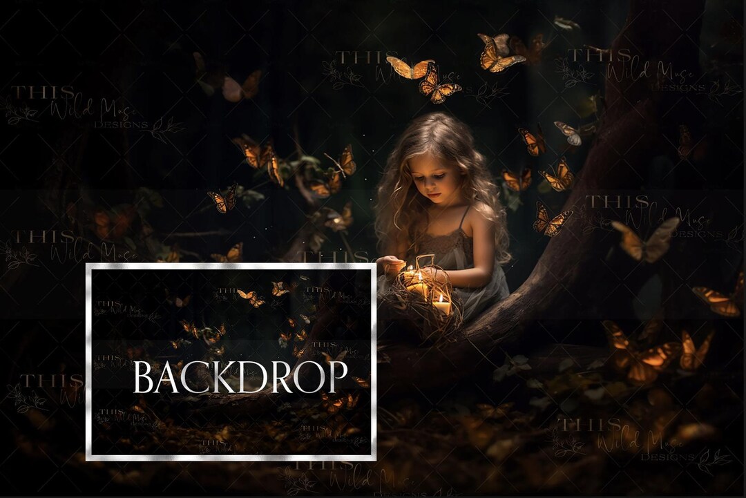 Forest Magic Digital Background, Butterflies, Forest, Whimsical Forest ...