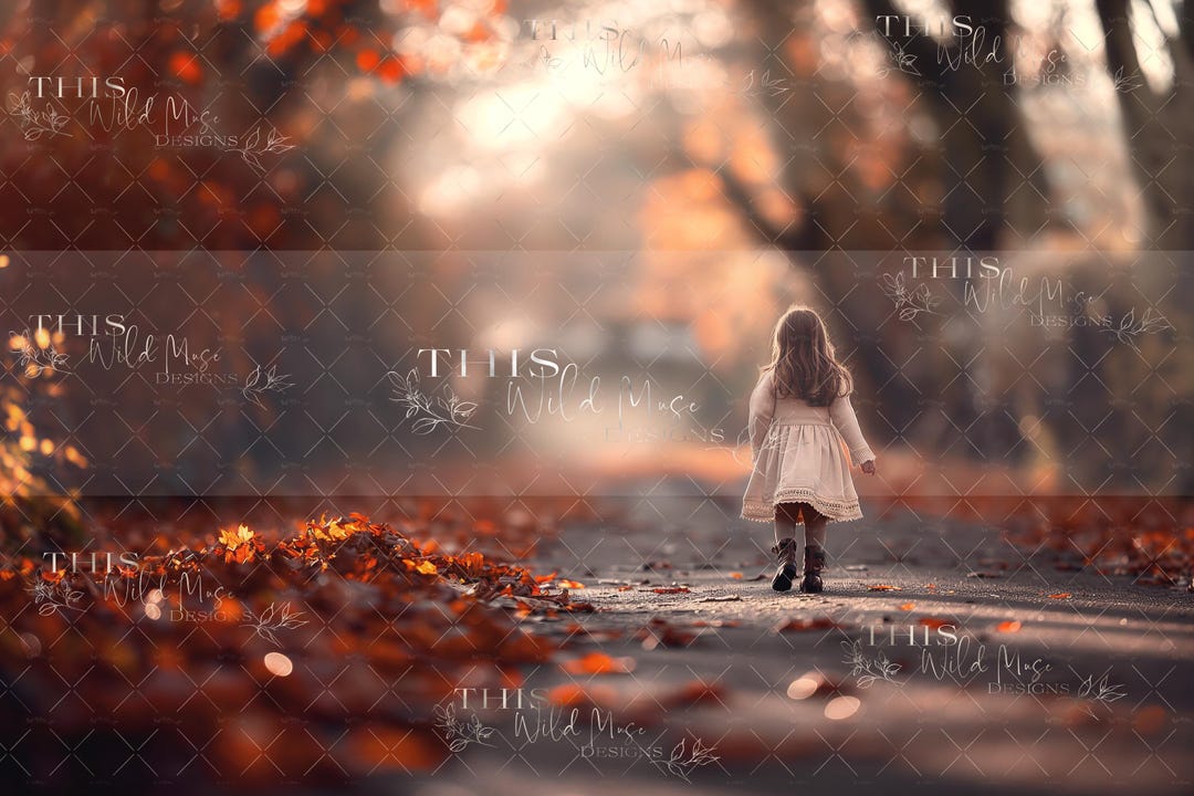 Autumn Path Digital Backdrop, Fall Leaves, Park Path, Fall Forest ...