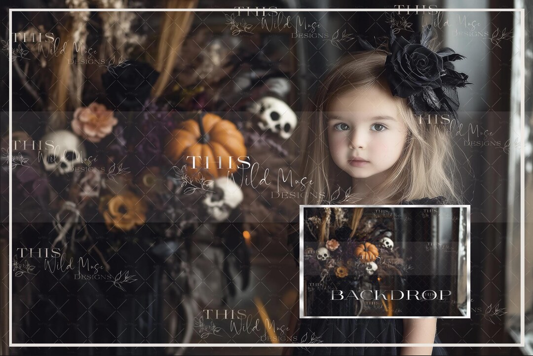 Halloween Portrait Digital Background, Halloween Florals, Rustic Wall ...