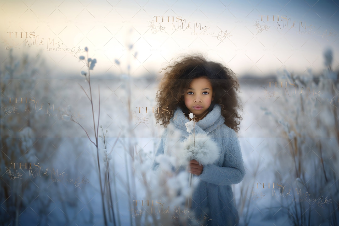 Snowy Winter Portrait Digital Backdrop, Snowy Pine Trees, Snow, Winter ...