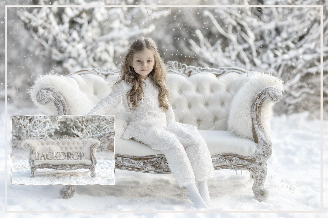 Ethereal Winter White Digital Backdrop, Frosted Winter Digital Backdrop ...