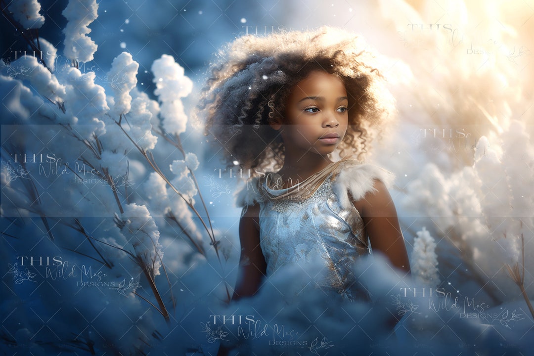 Snowy Winter Portrait Digital Backdrop, Snowy Field, Snow, Winter ...