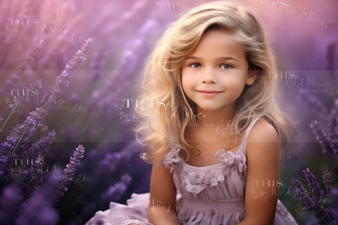Lavender Field Digital Backdrop, , Flower Field, Bokeh Background ...