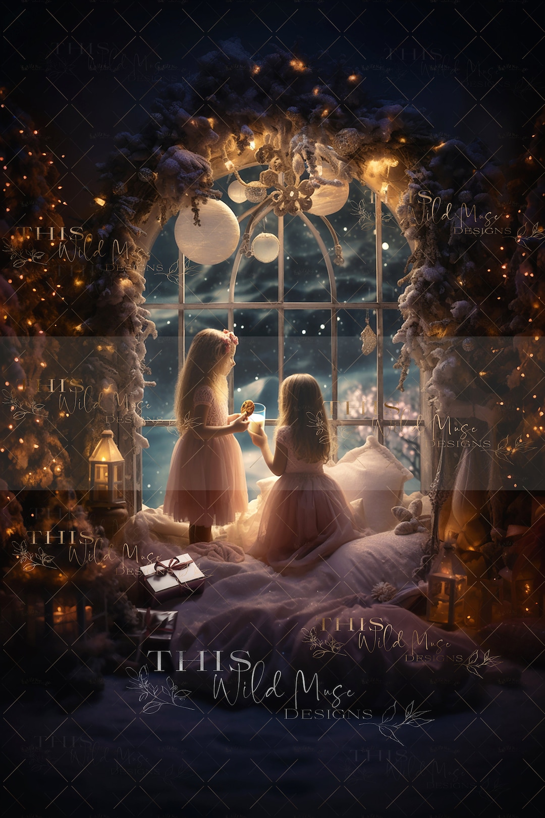 Awaiting Christmas Digital Backdrop, Christmas Digital Background ...