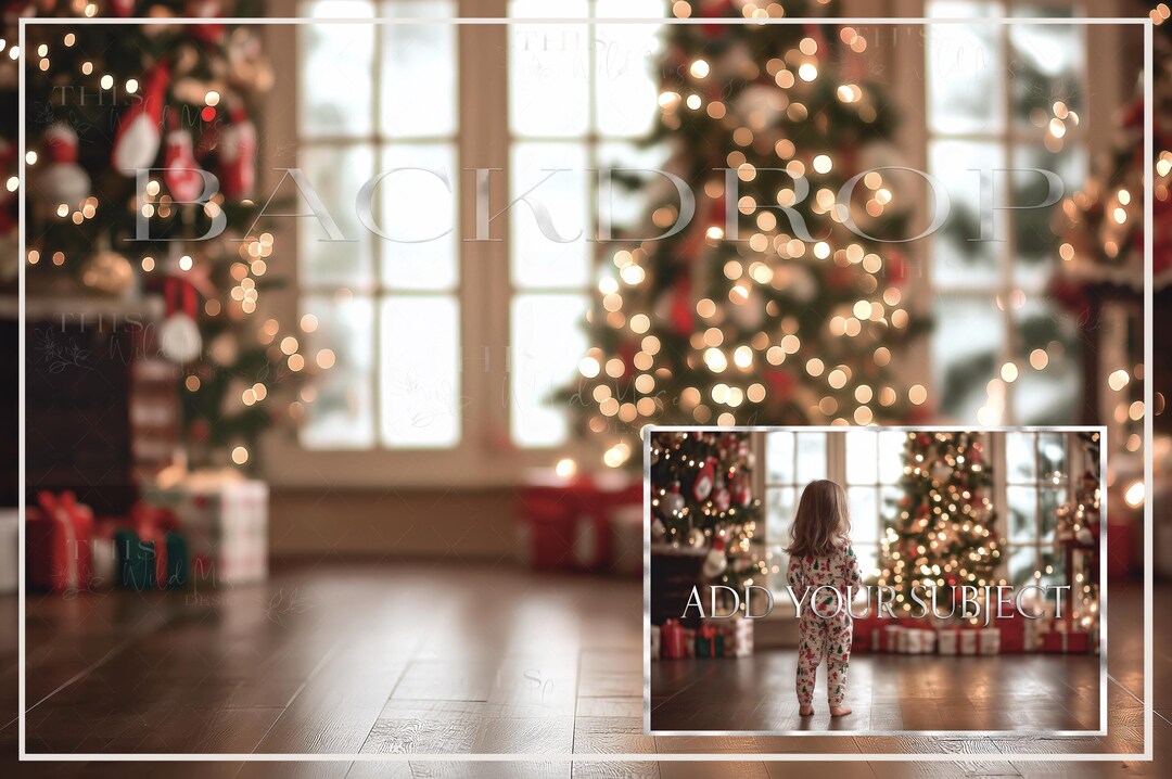 Christmas Digital Background, Christmas Morning, Holiday Digital ...