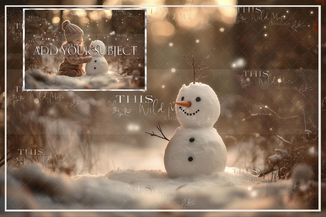 Snowman Digital Background, Snow, Christmas, Winter Digital Background ...