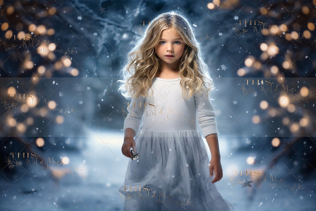 Holiday Portrait Digital Backdrop, Snowy Pine Trees, Snow, Winter ...