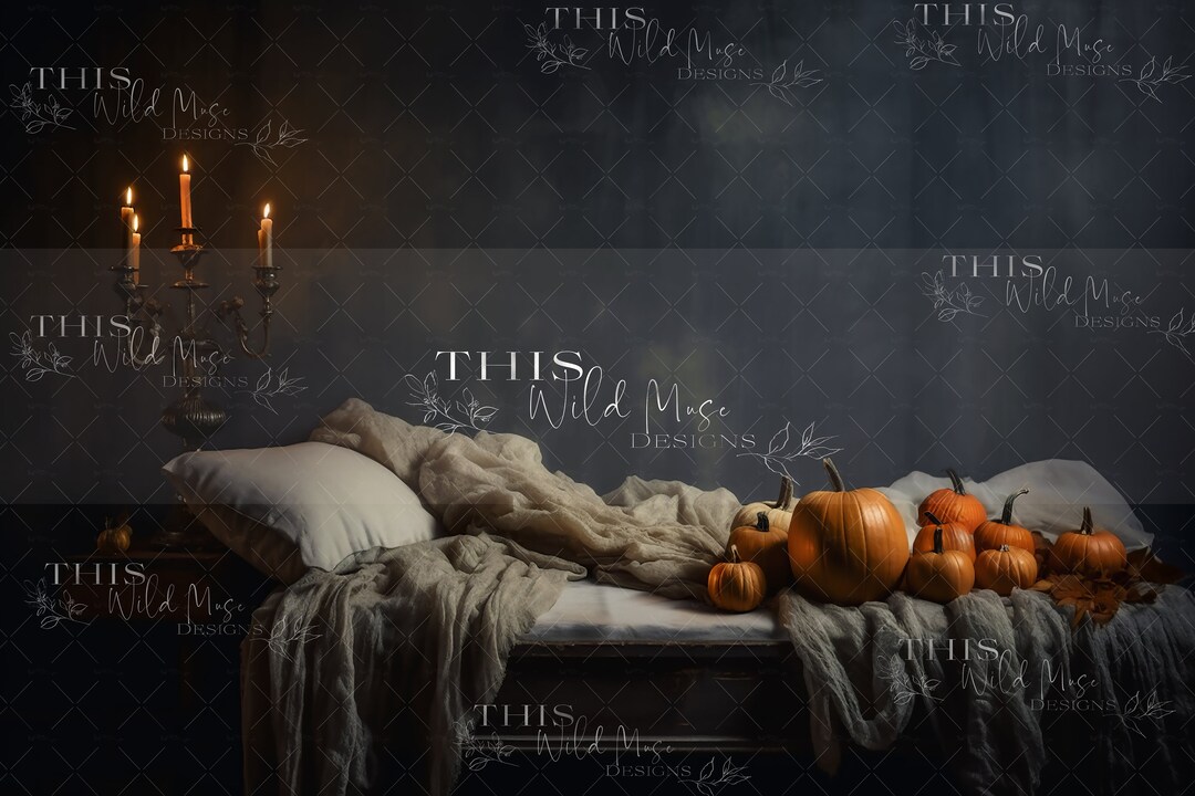 Halloween Digital Background, Photoshop Halloween, Pumpkins, Candles ...