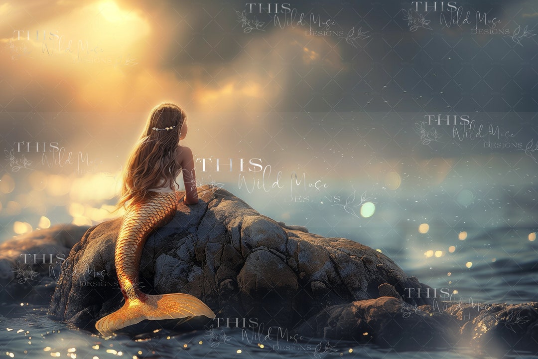 Mermaid Digital Background, Mermaid, Mermaid Tail Digital Backdrop ...